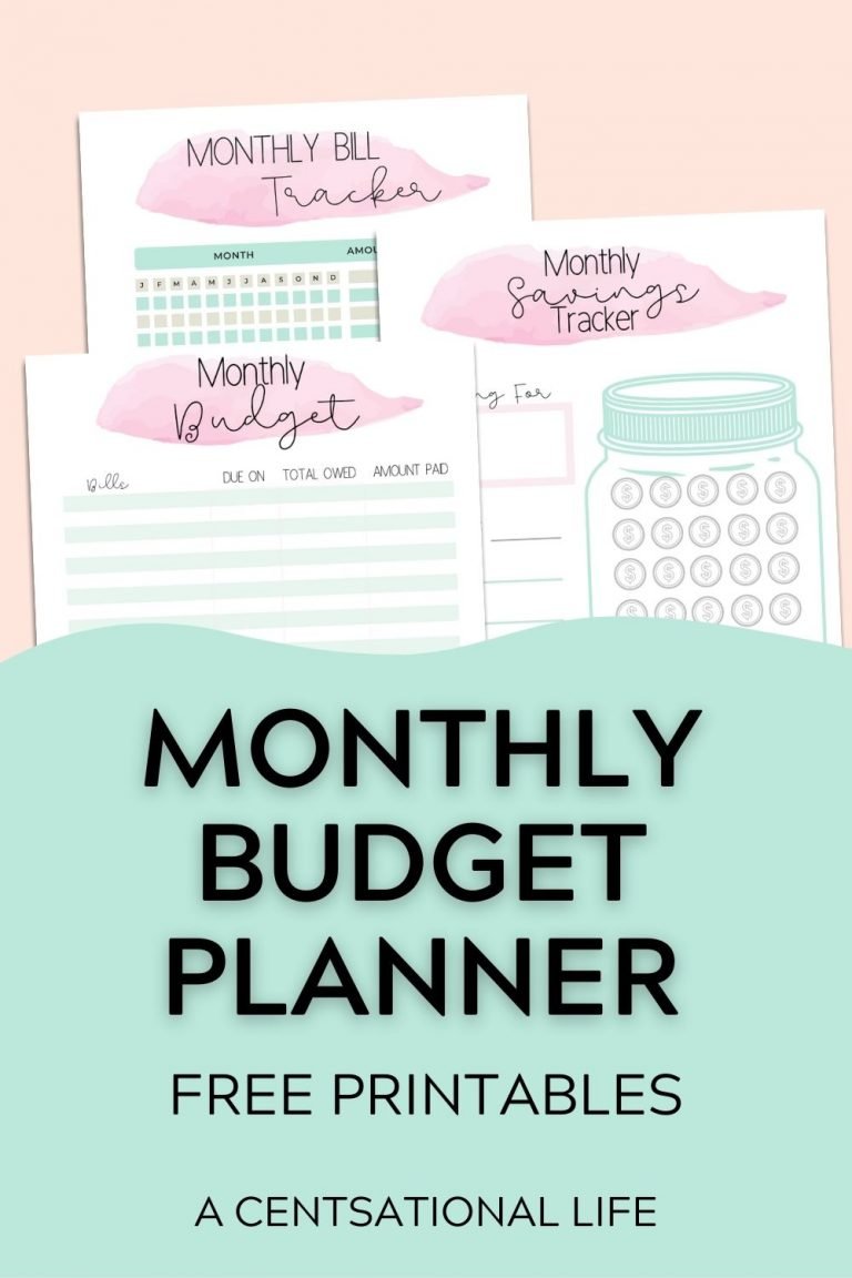 Free Budget Printables Monthly Budget Planner (Cute) - A CENTSational Life