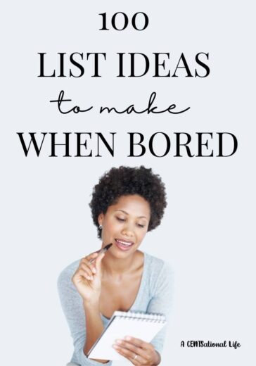 100 Fun Lists Of Lists To Make When Bored - A CENTSational Life